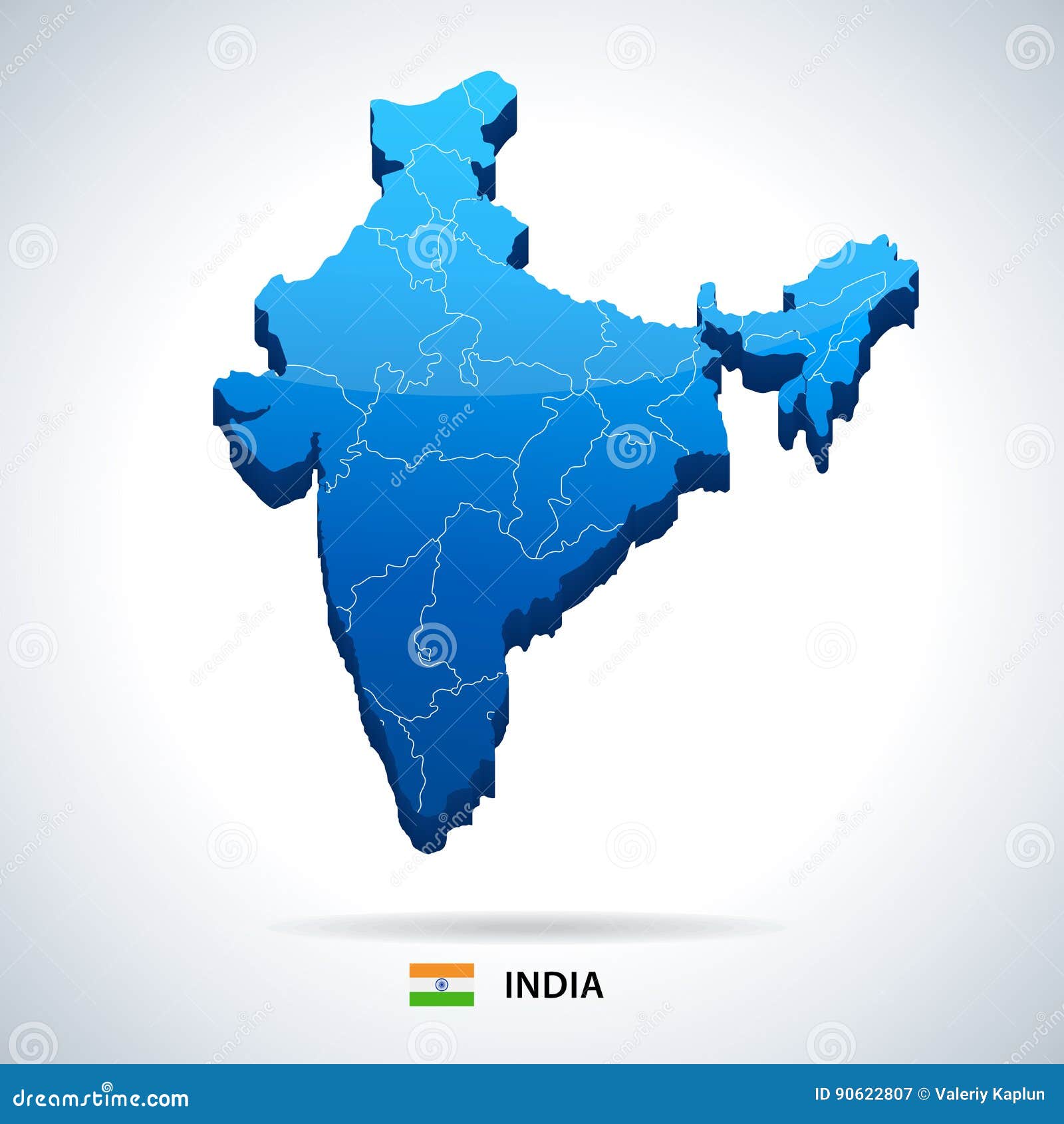 India - Map And Flag - Illustration | CartoonDealer.com #90622807
