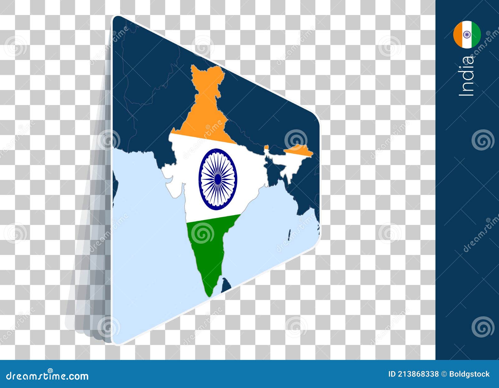 India Map And Flag On Transparent Background Vector Illustration ...