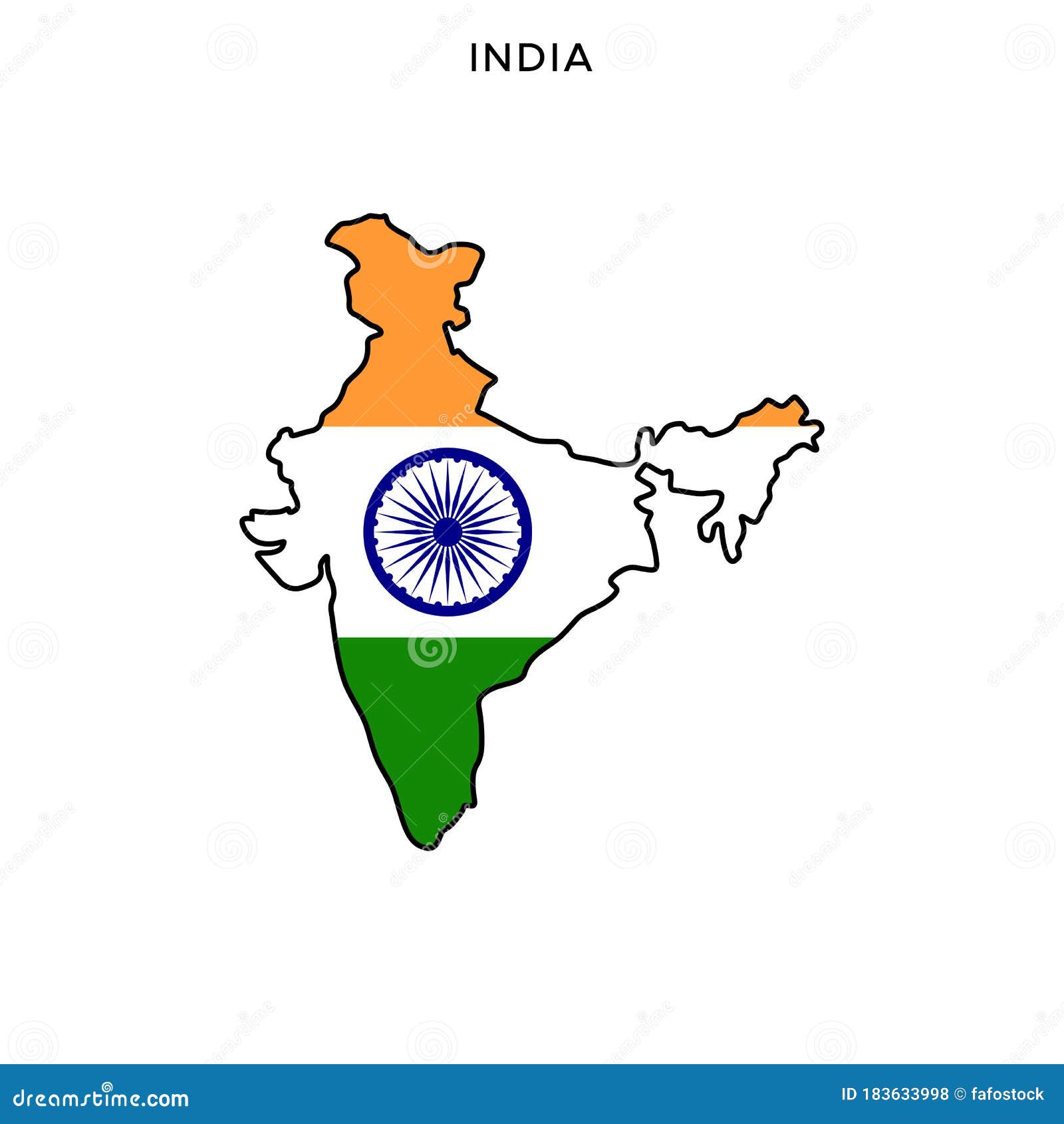 Map and Flag of India Vector Design Template with Editable Stroke ...