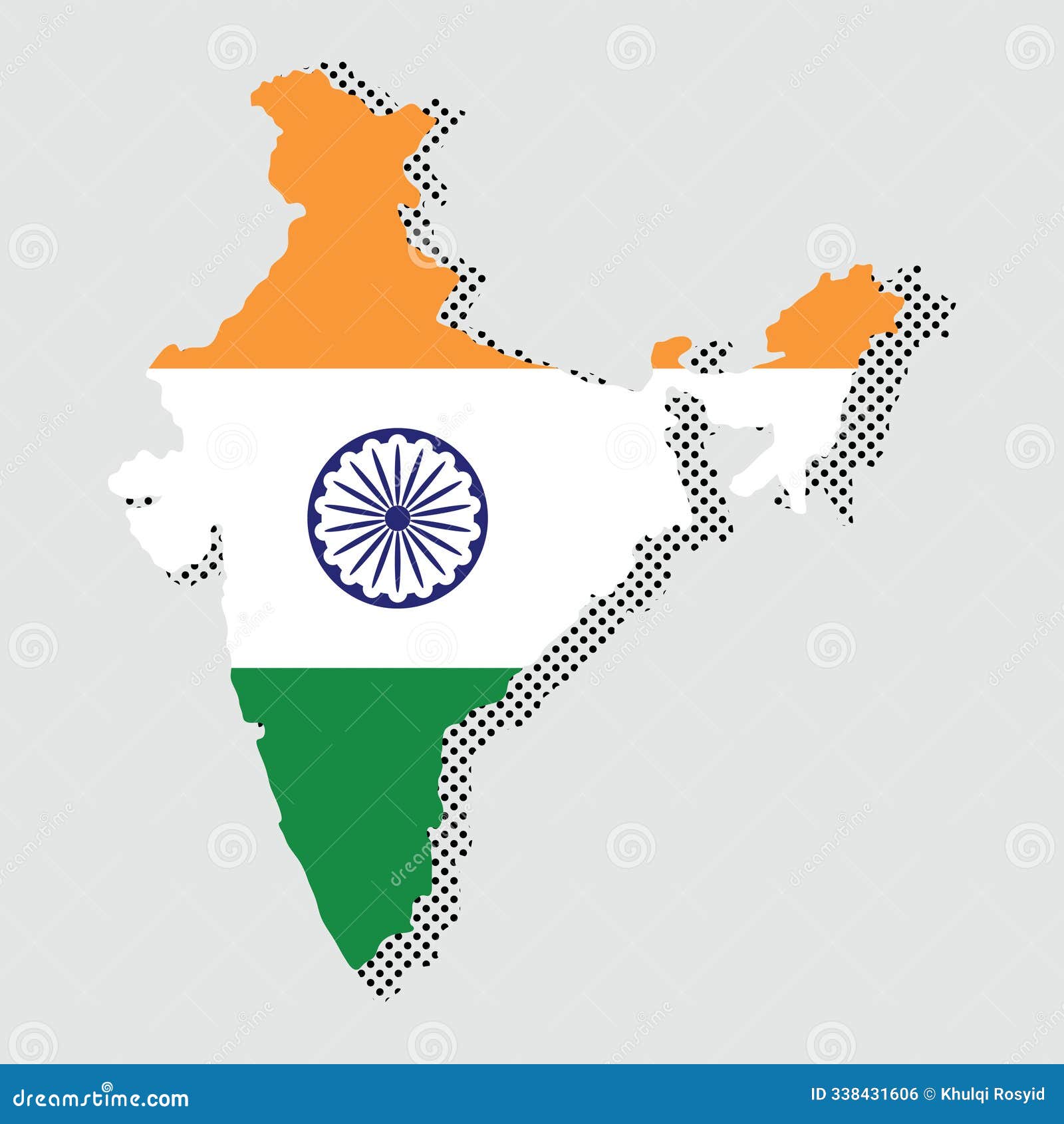 India Map with India Flags and Black Halftone Dotted Shadow ...