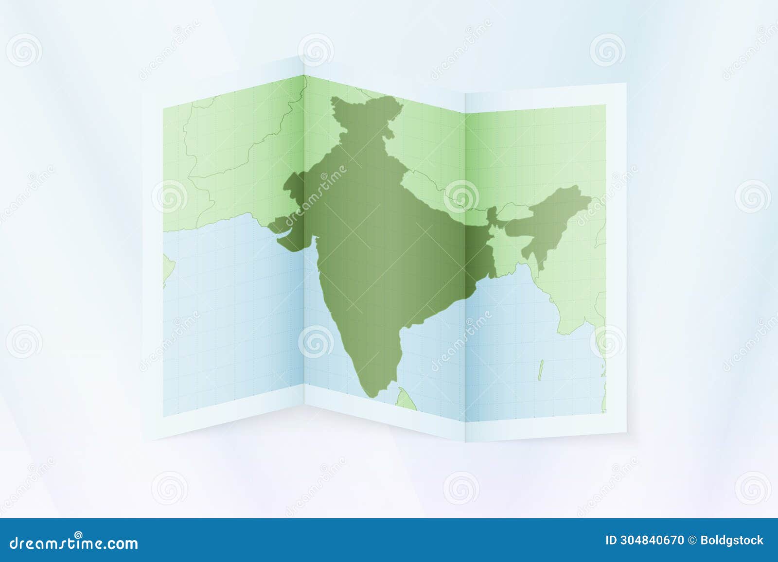 India Map, Folded Paper with India Map Stock Vector - Illustration of ...