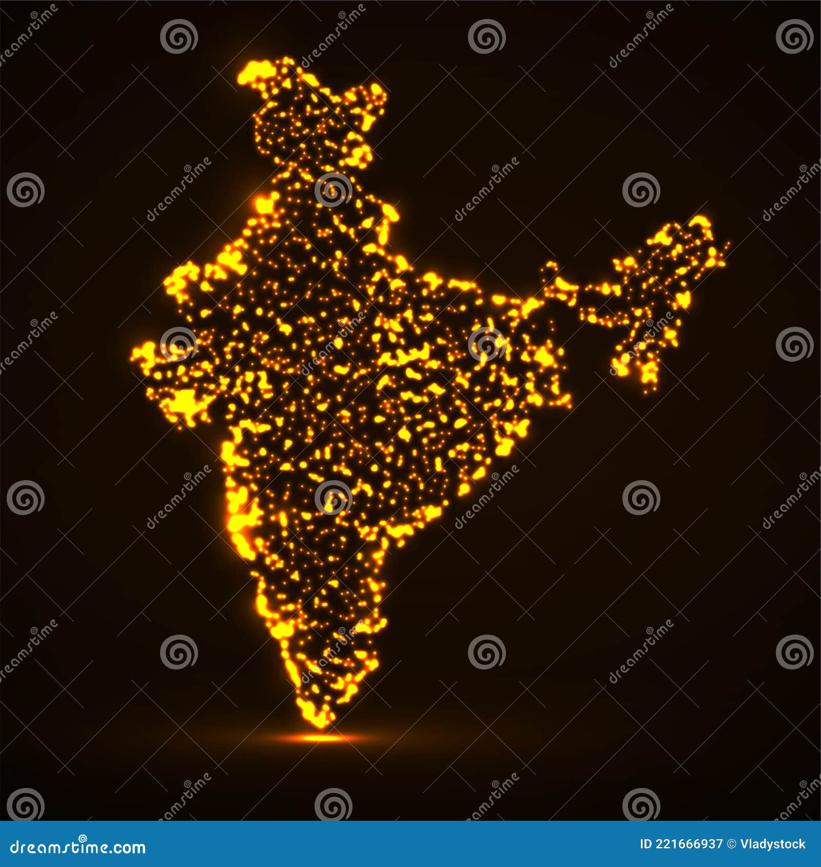 India Map with Glowing Particles. Luminous Background Stock Vector ...