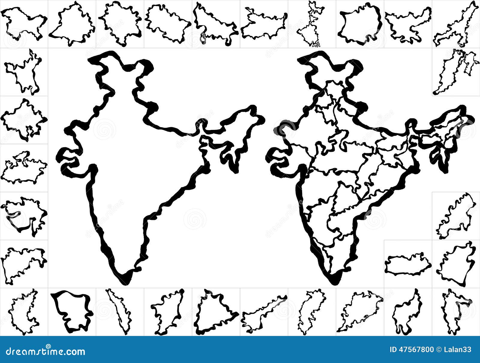 India map. stock vector. Illustration of vector, state - 47567800