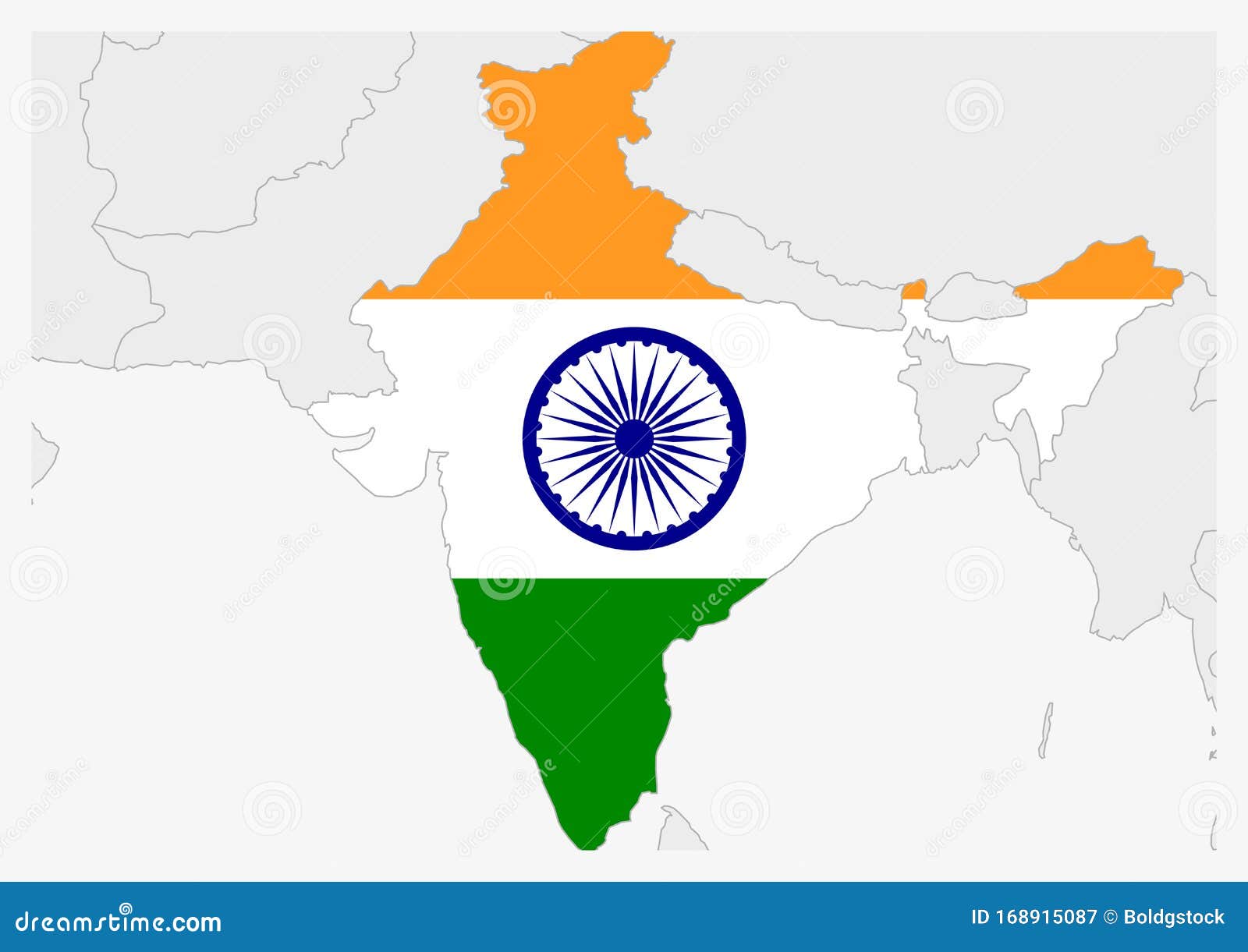 India Map Highlighted in India Flag Colors Stock Vector - Illustration ... India Map Highlighted in India Flag Colors Stock Vector - Illustration ...