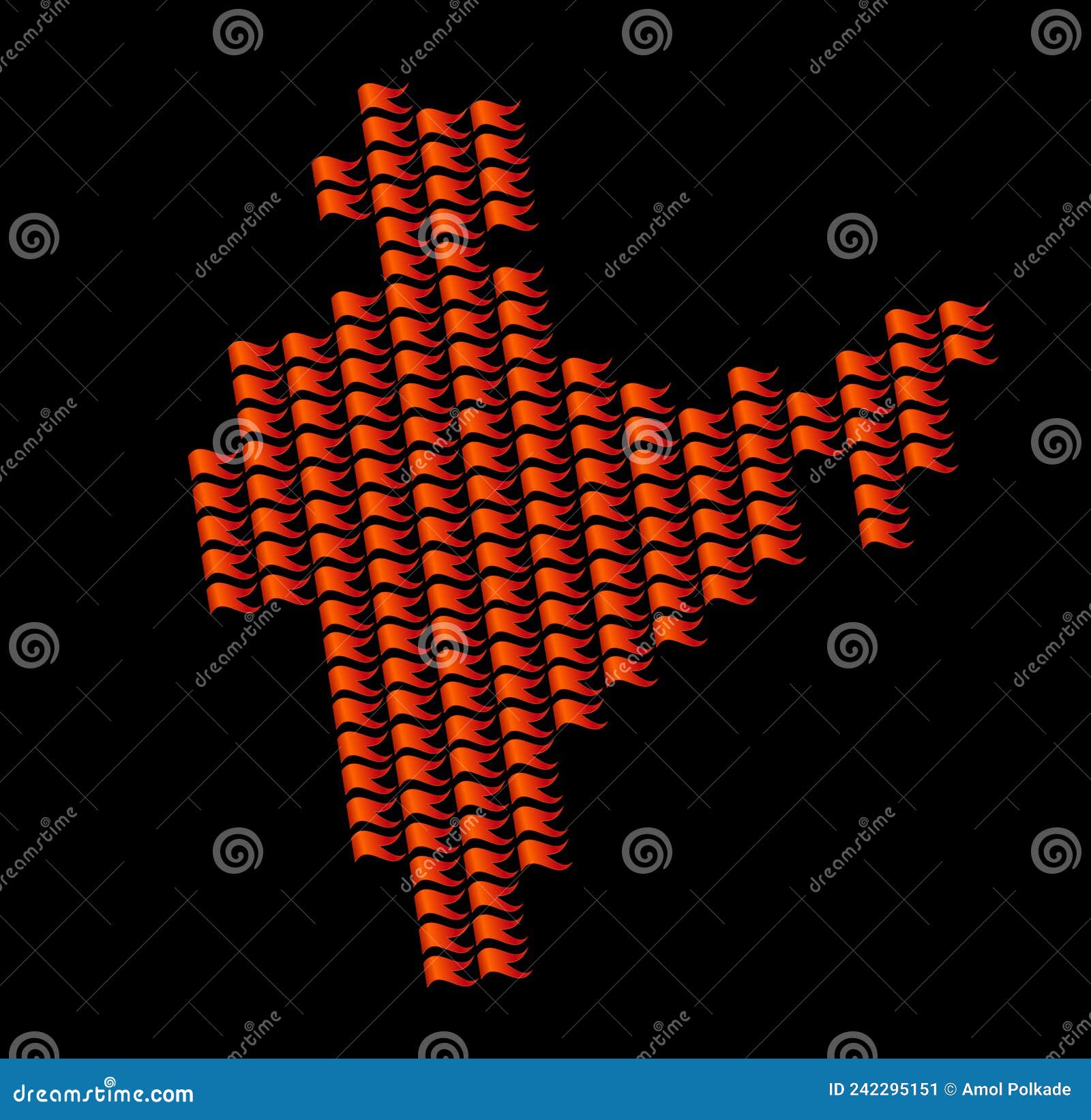 India Map Made By Hindu Flag. Hindu Flags India Map Cartoon Vector ...