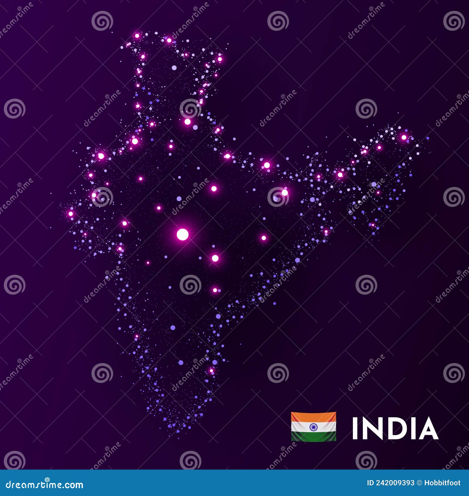 India Map Made of Stars and Dots. Globalization Concept. Space View ...