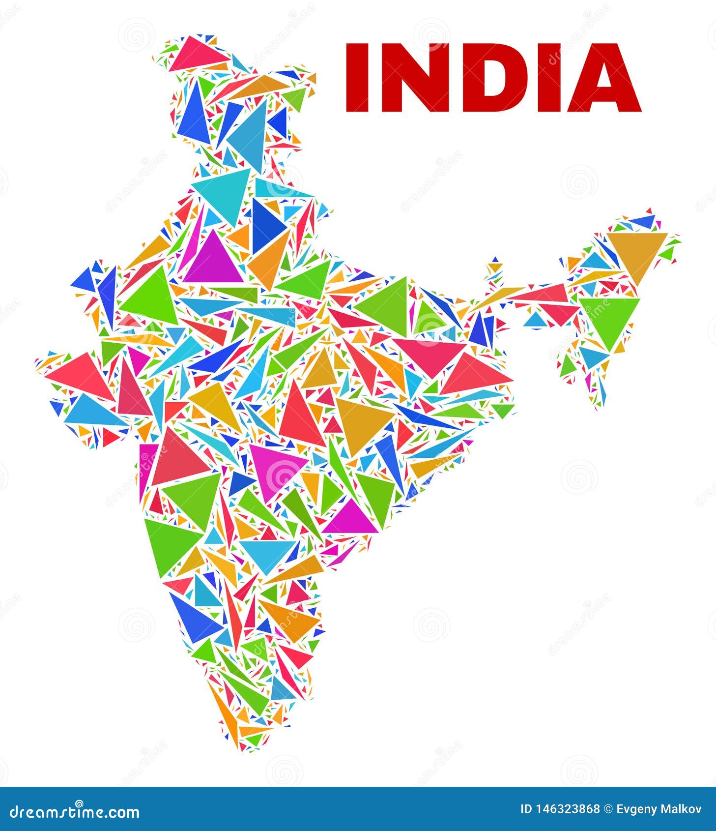 India Map - Mosaic of Color Triangles Stock Vector - Illustration of ...