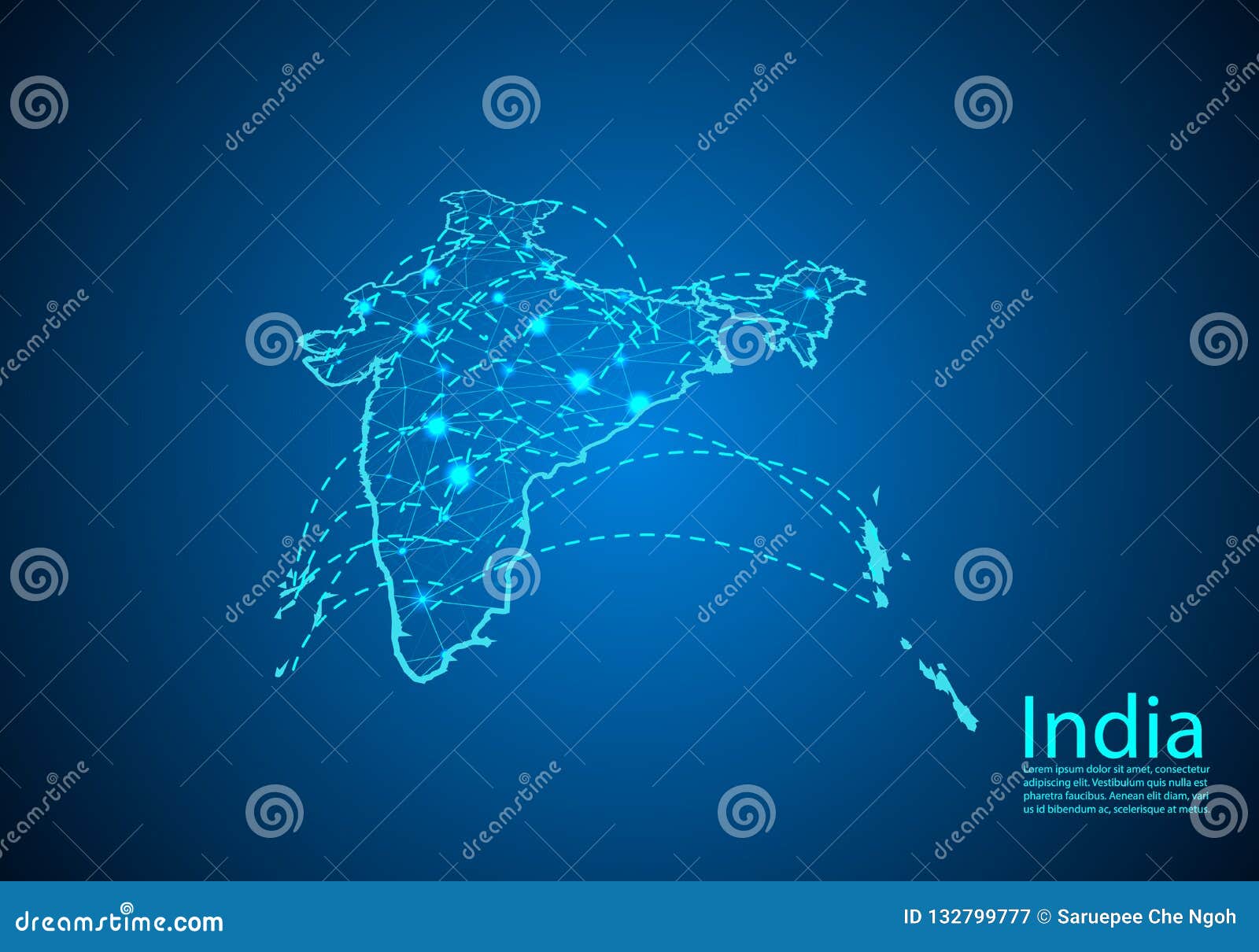 India Map with Nodes Linked by Lines. Concept of Global Communication ... India Map with Nodes Linked by Lines. Concept of Global Communication ...