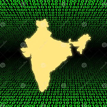 India map over binary code stock illustration. Illustration of ...