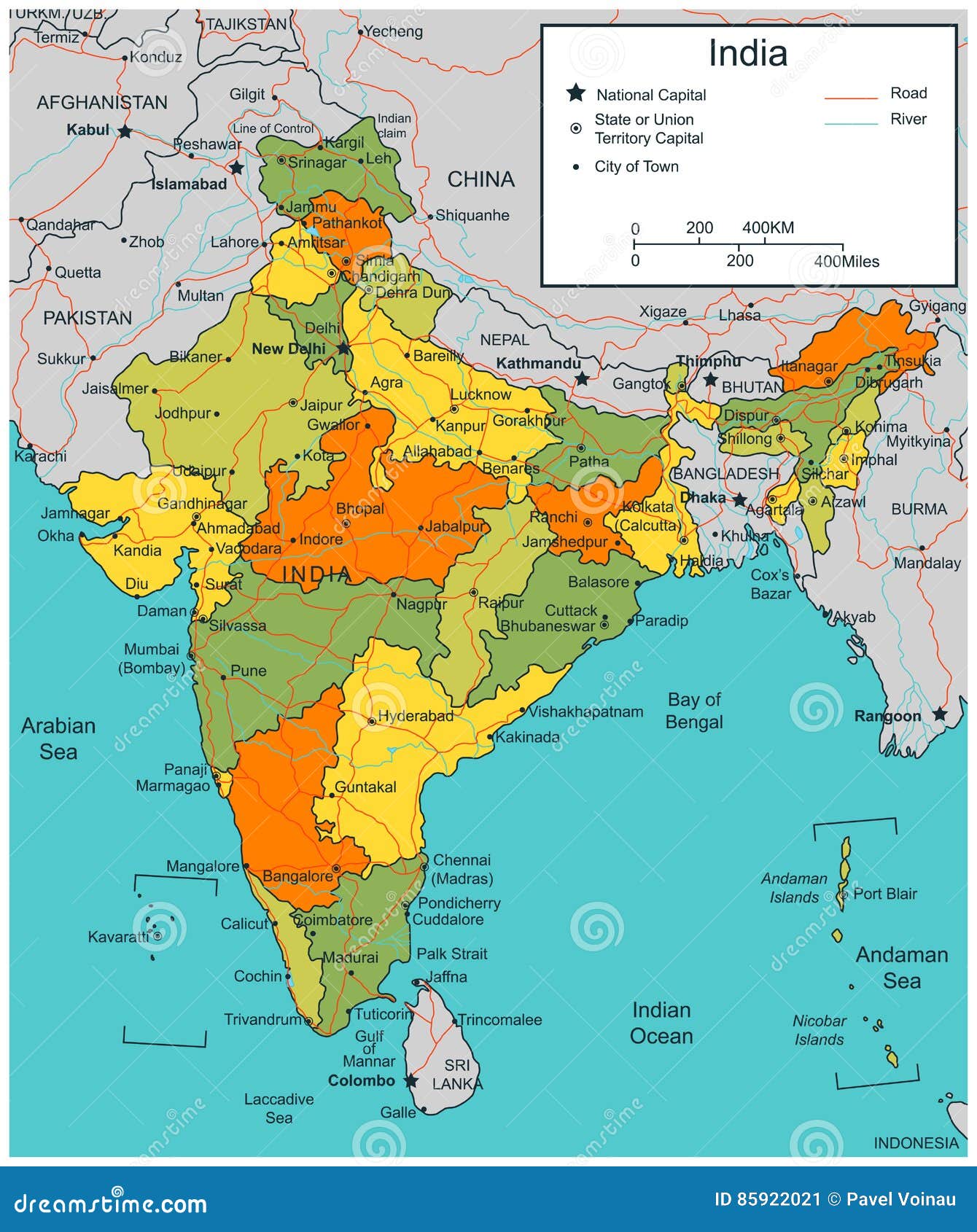 India Map With Selectable Territories. Vector | CartoonDealer.com #85922021