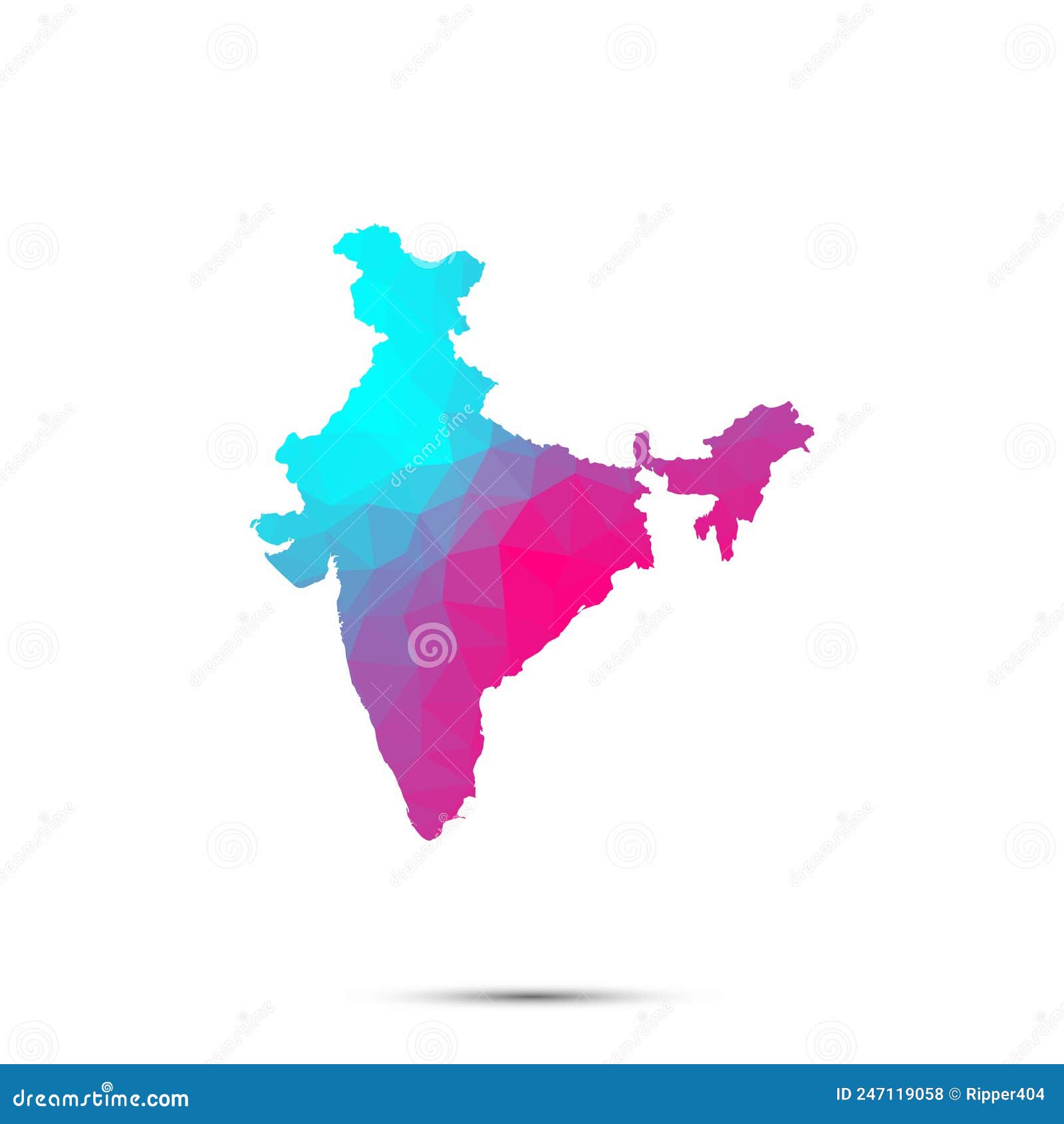 India Map Triangle Low Poly Geometric Polygonal Abstract Style. Stock ...