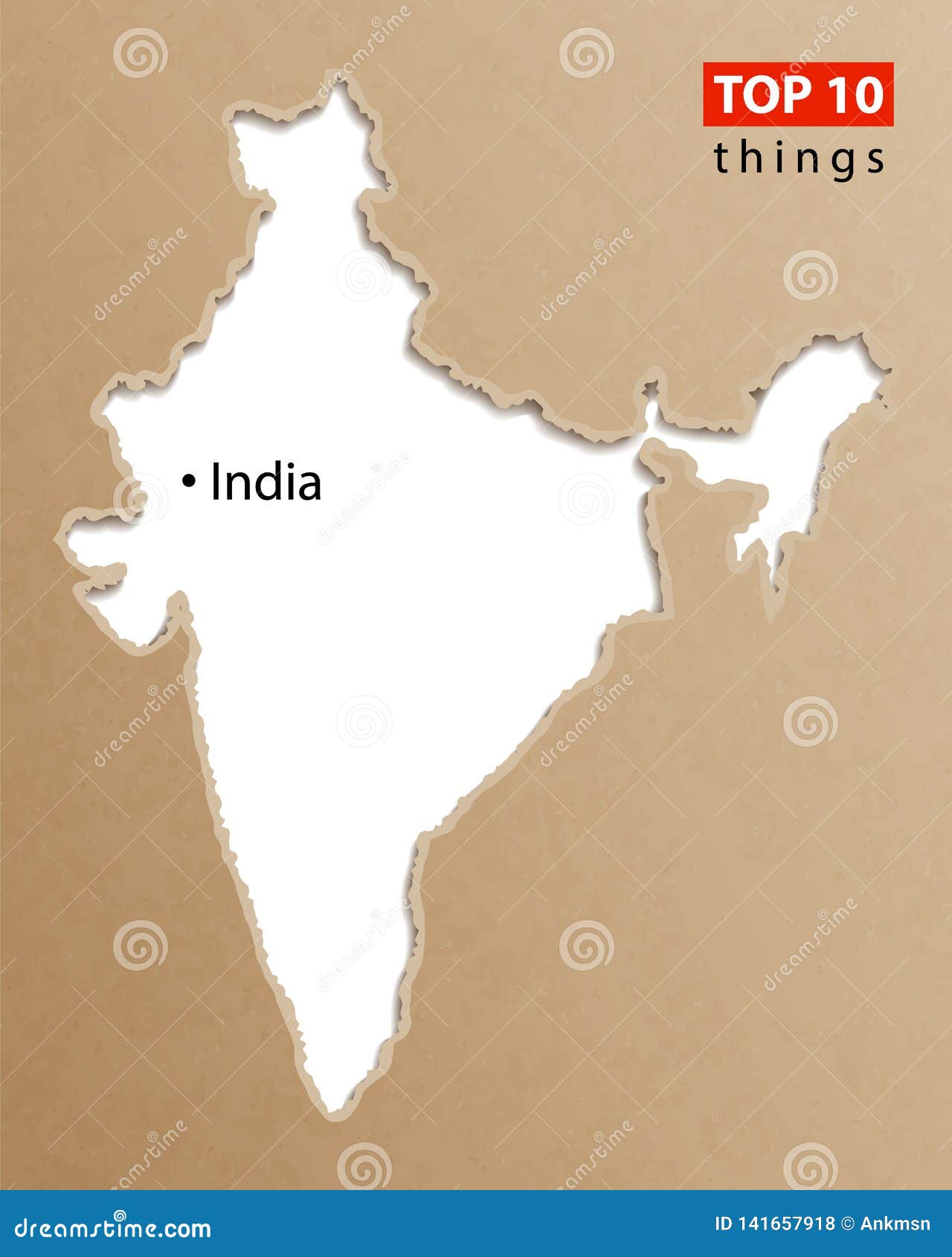 India Map Vector. Indian Maps Craft Paper Texture. Empty Template ...