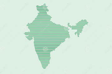 India Map Vector Using Green Straight Line Pattern on Light Background ...