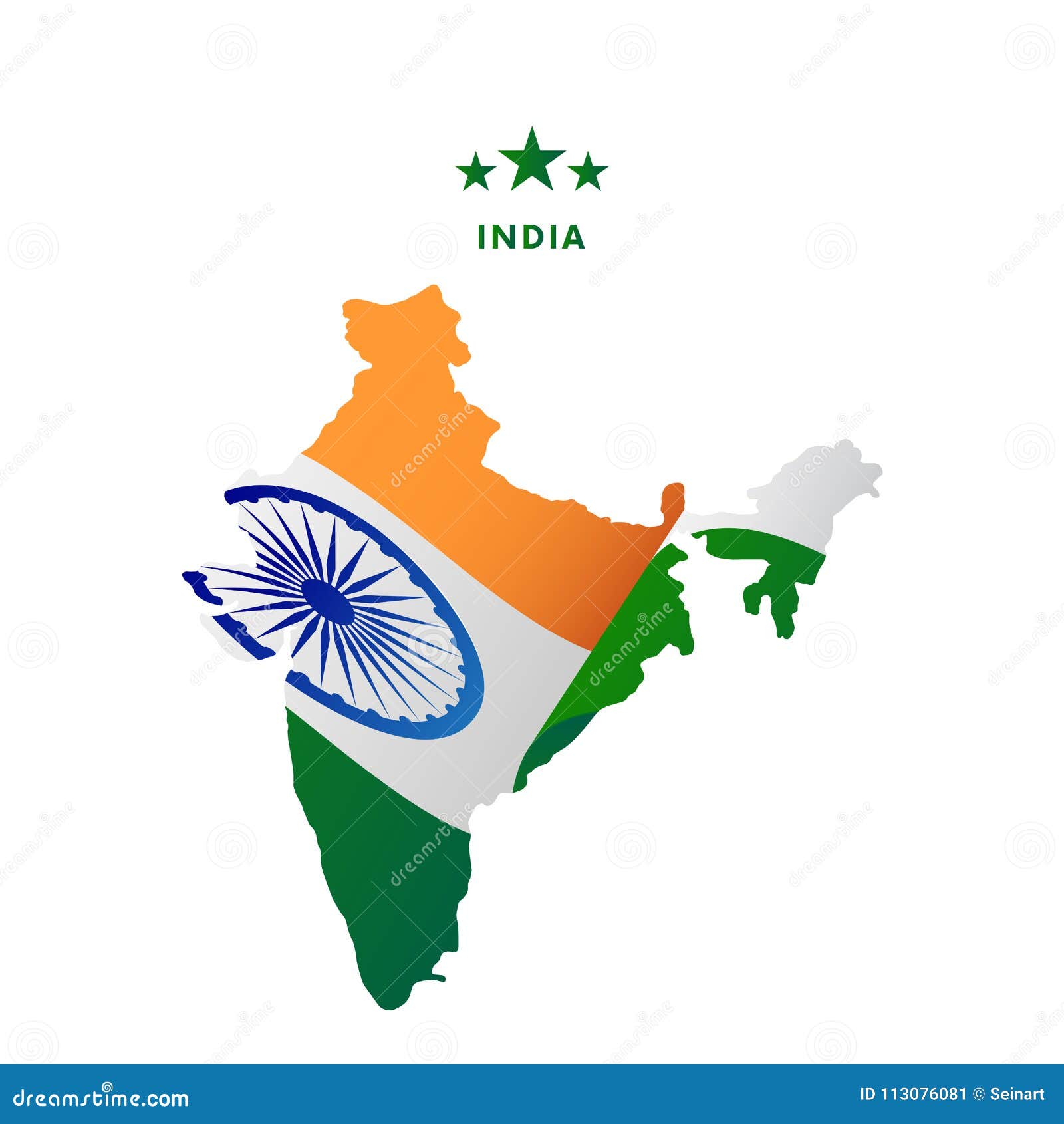 India Map with Waving Flag. Vector Illustration. Stock Vector ...