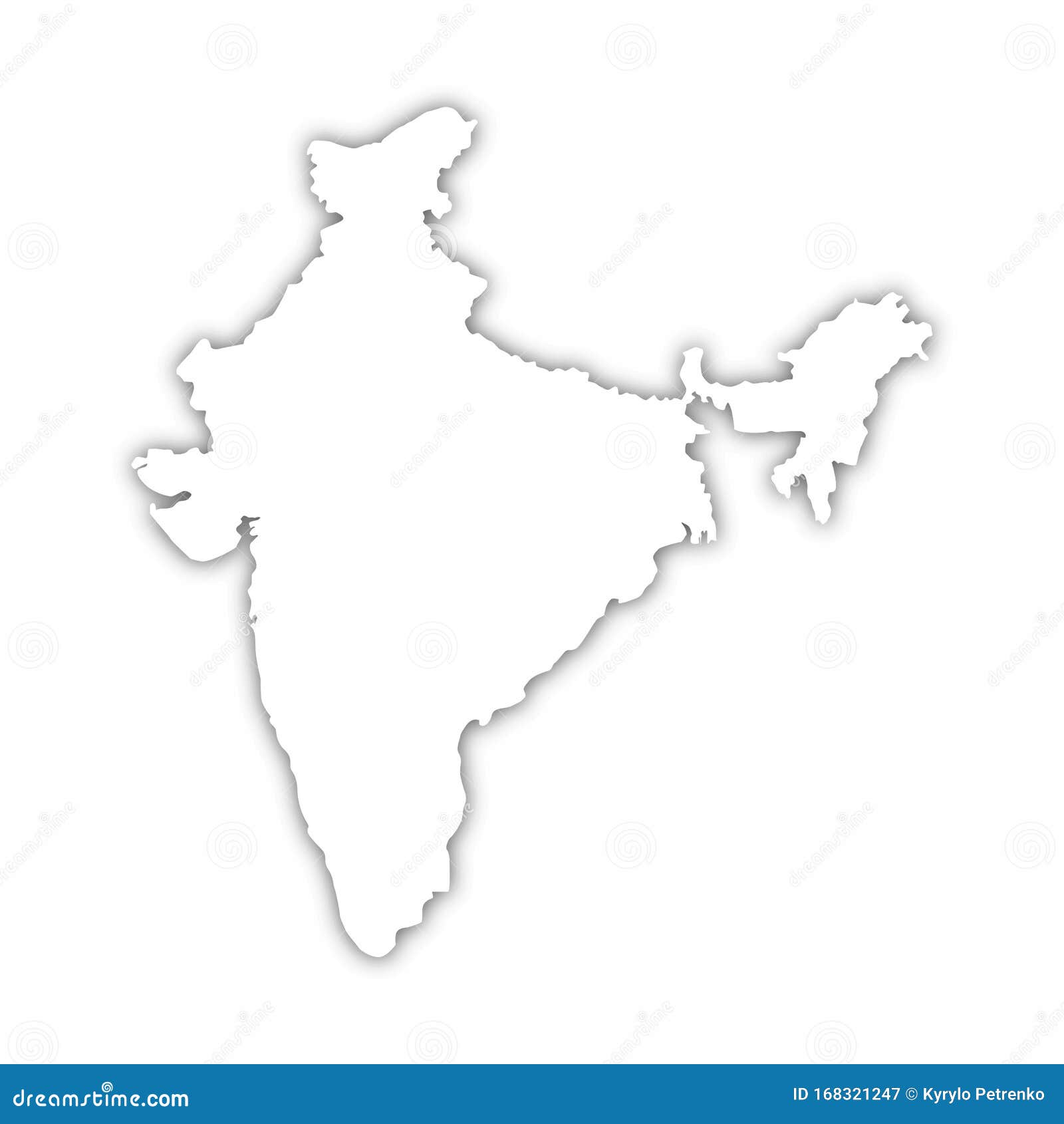 India Map White Background Realistic Isolated Vector Stock Vector ...