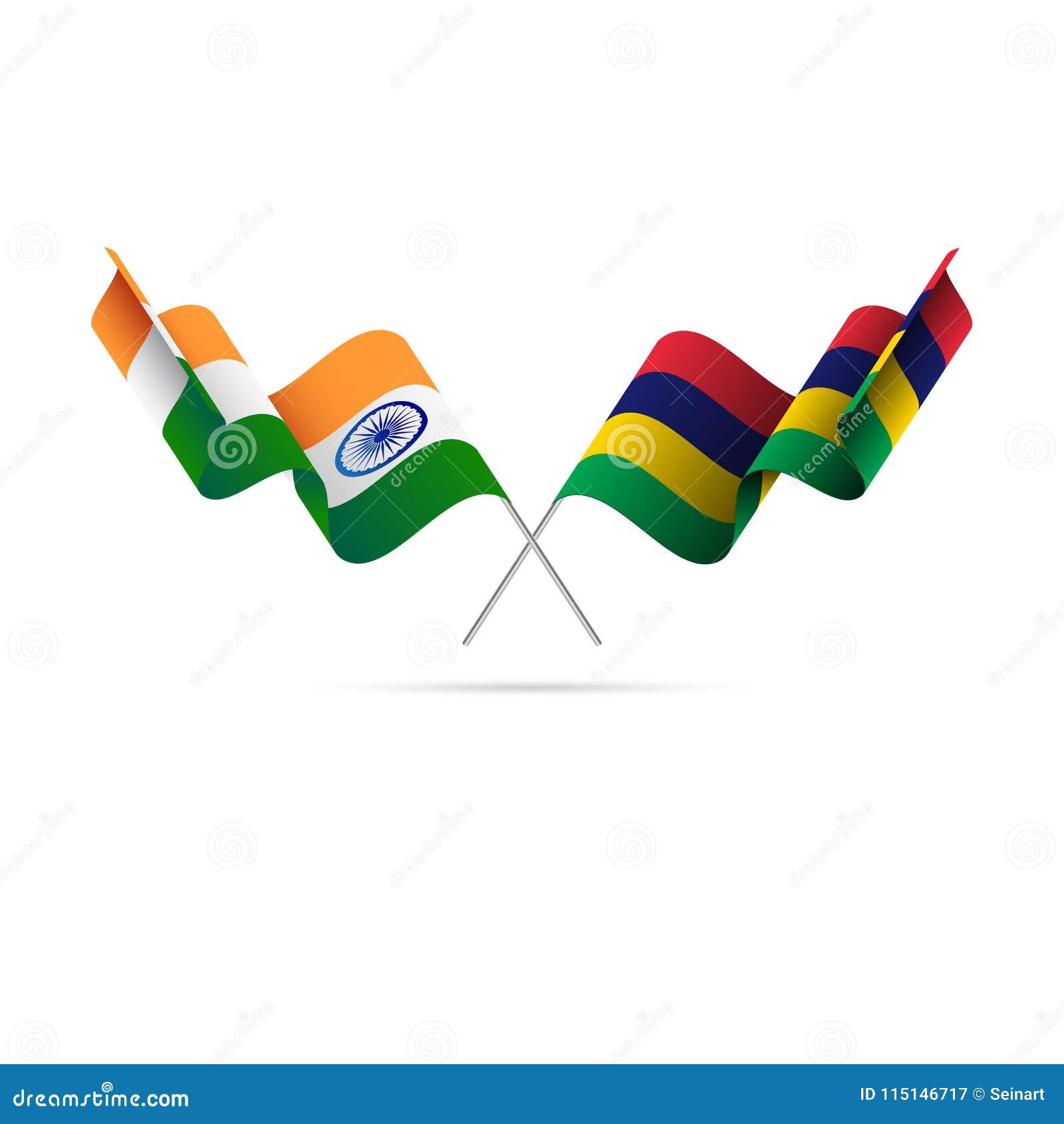 India and Mauritius Flags. Vector Illustration. Stock Illustration ...