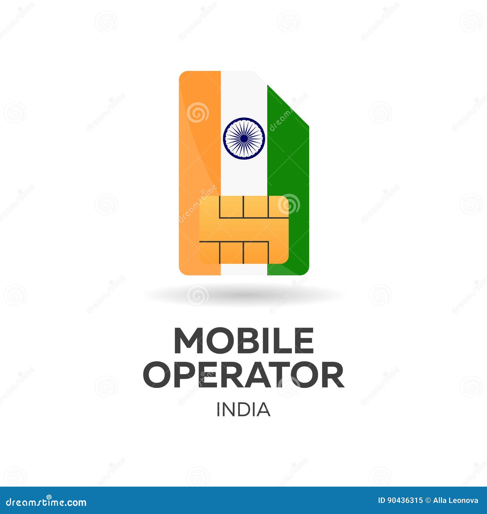 India Mobile Operator. SIM Card with Flag. Vector Illustration. Stock ...