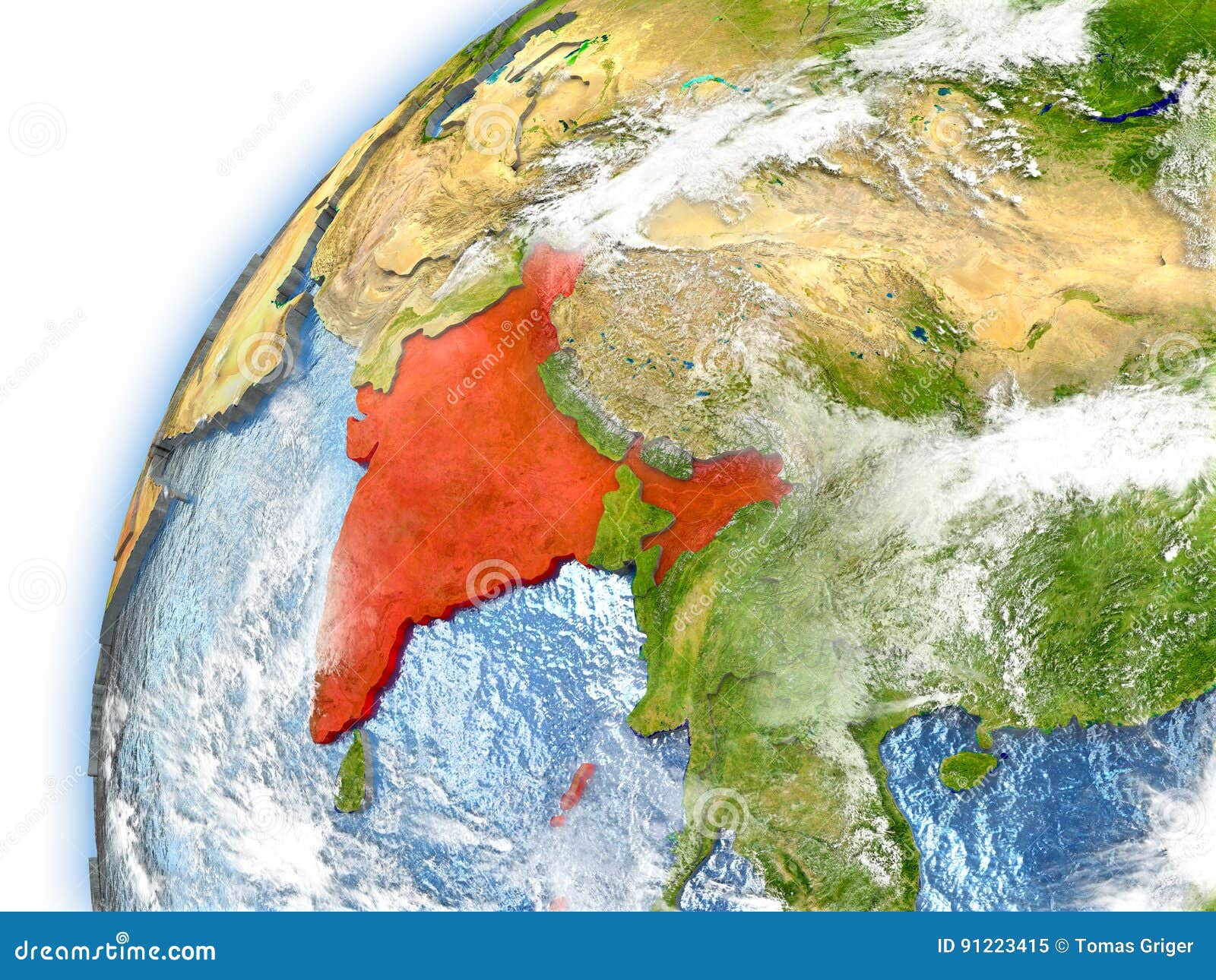 India on Model of Planet Earth Stock Illustration - Illustration of ...