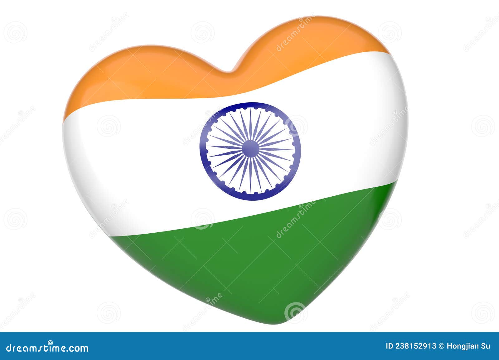 India National Flag on Heart. 3D Rendering Stock Illustration ...