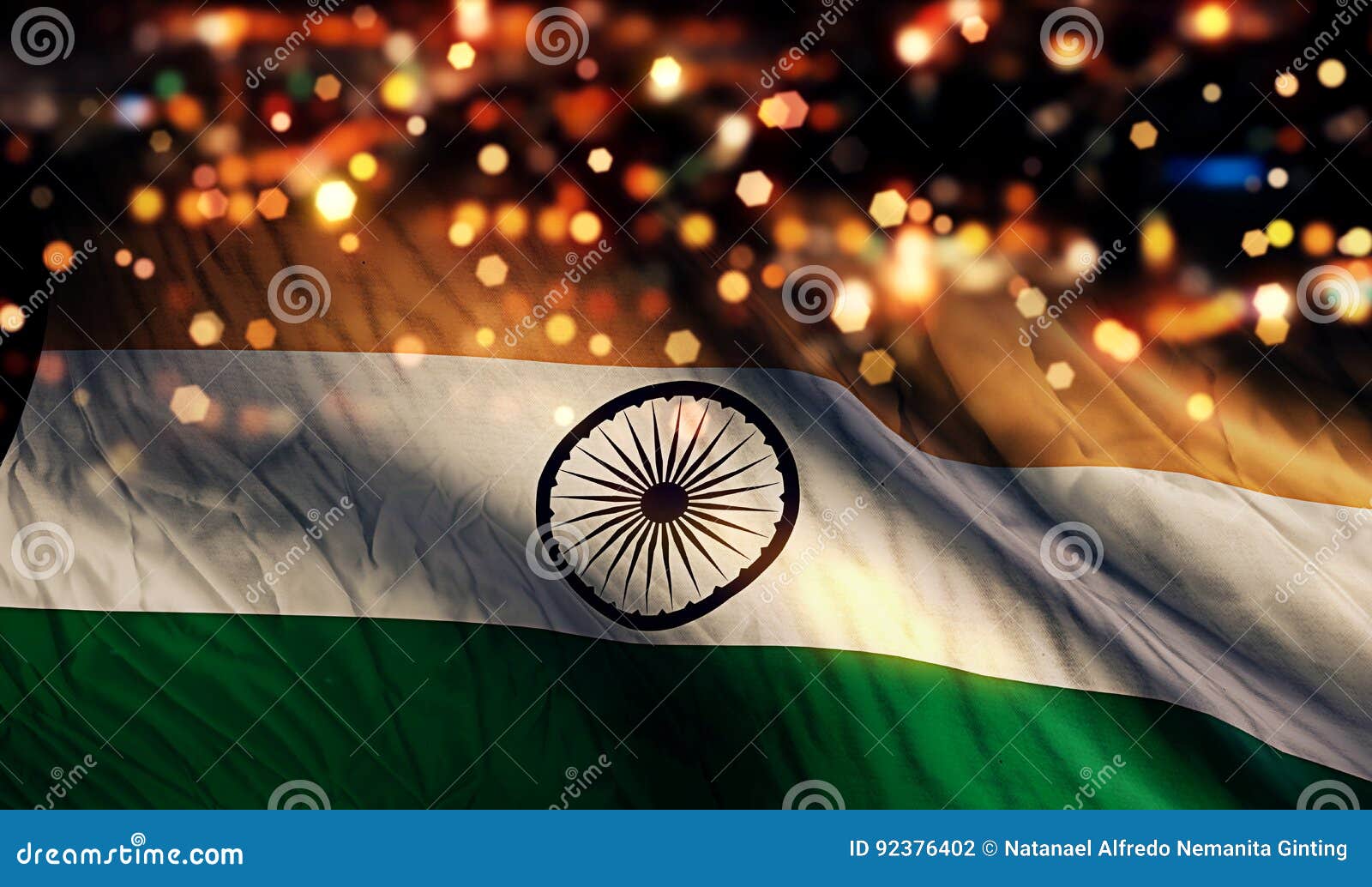India National Flag Light Night Bokeh Abstract Background Stock Photo ...