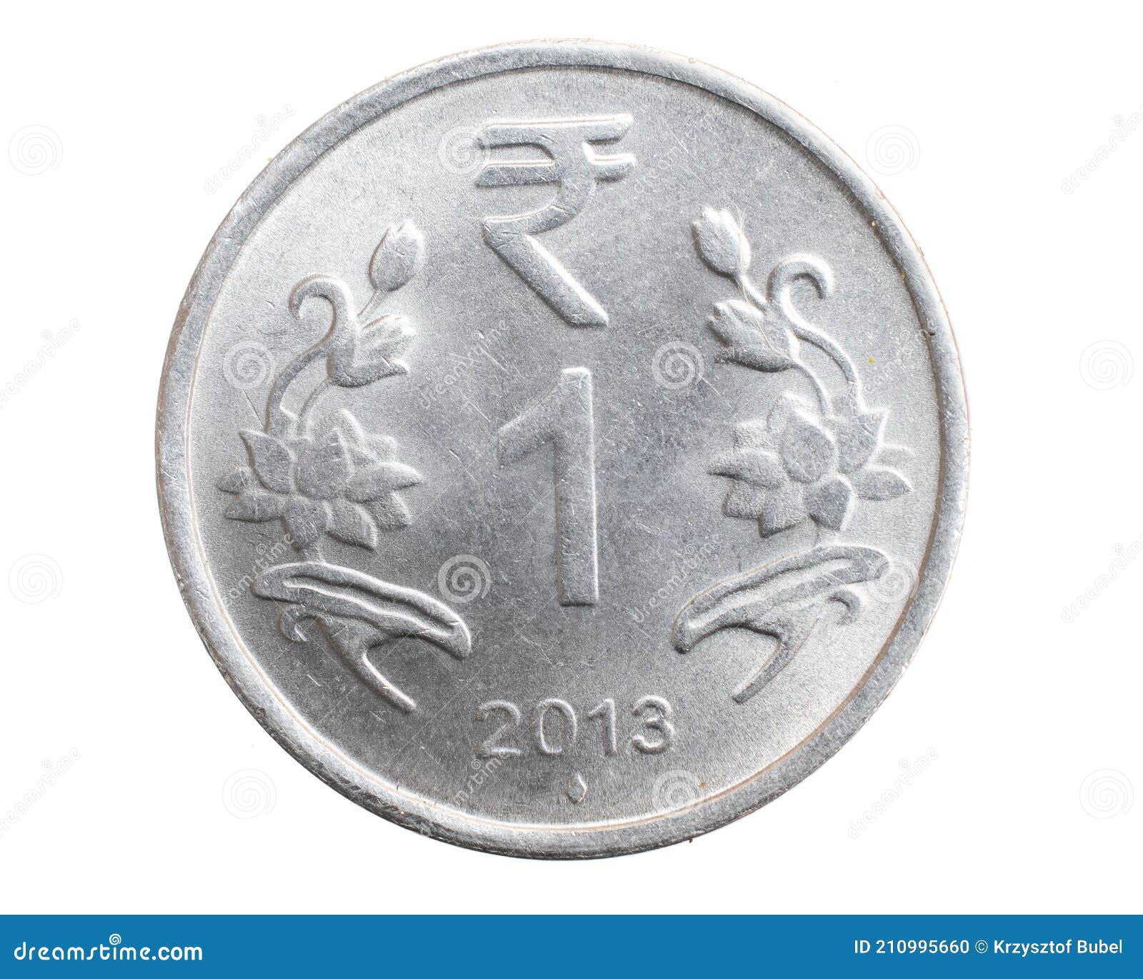 India One Rupee Coin on White Isolated Background Stock Photo - Image ...