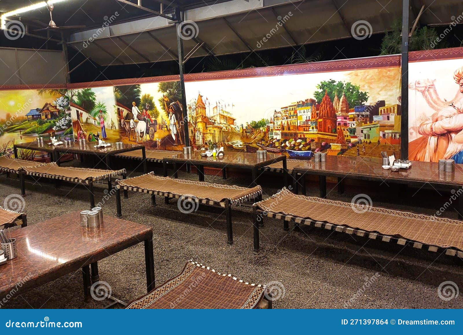 India Open Restaurant Interior with Traditional Sitting Arrangement ...