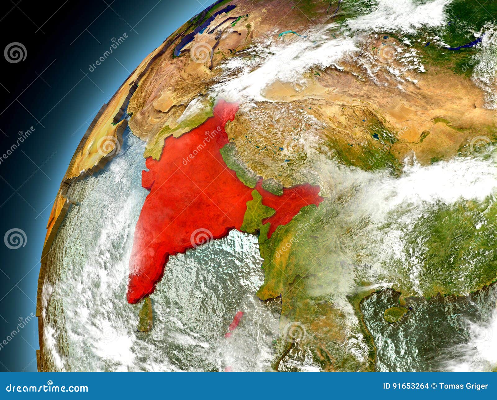 India from Orbit of Model Earth Stock Illustration - Illustration of ...