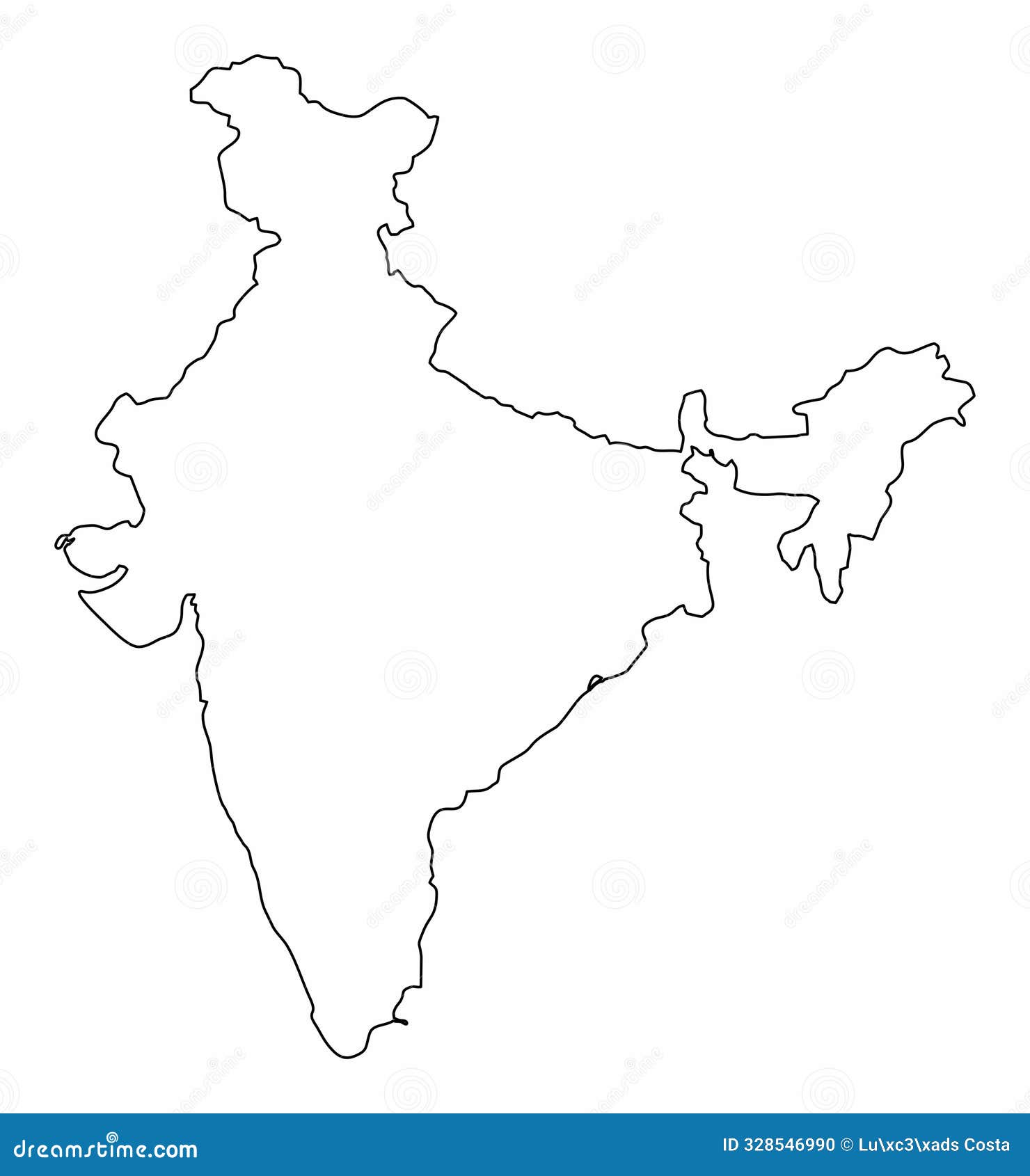 India Outline Map With The Handwritten Country Name. Continuous Line ...