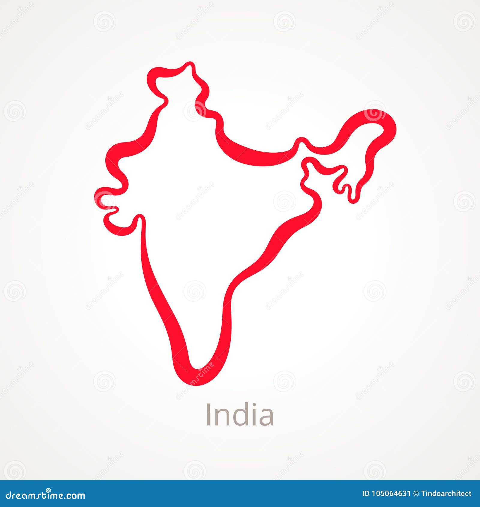 India - Outline Map stock vector. Illustration of stylized - 105064631