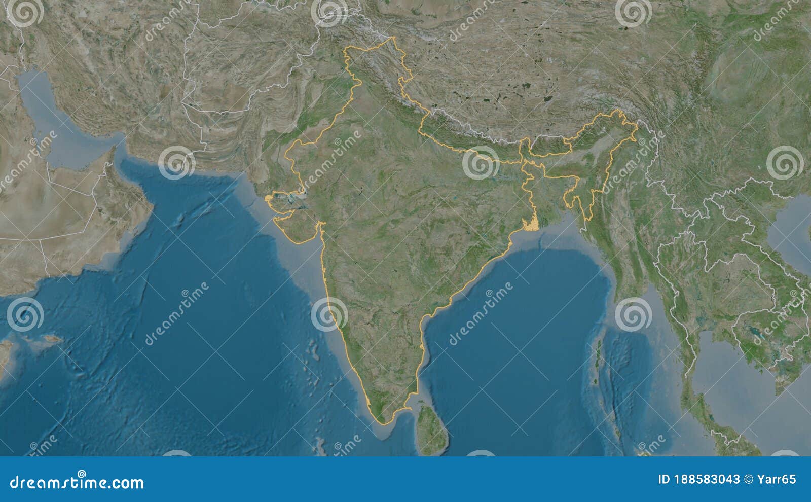 India - Overview. Satellite Stock Illustration - Illustration of border ...