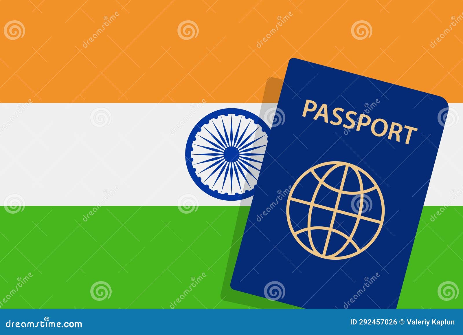 India Passport. Indian Flag Background. Vector Illustration Stock ...