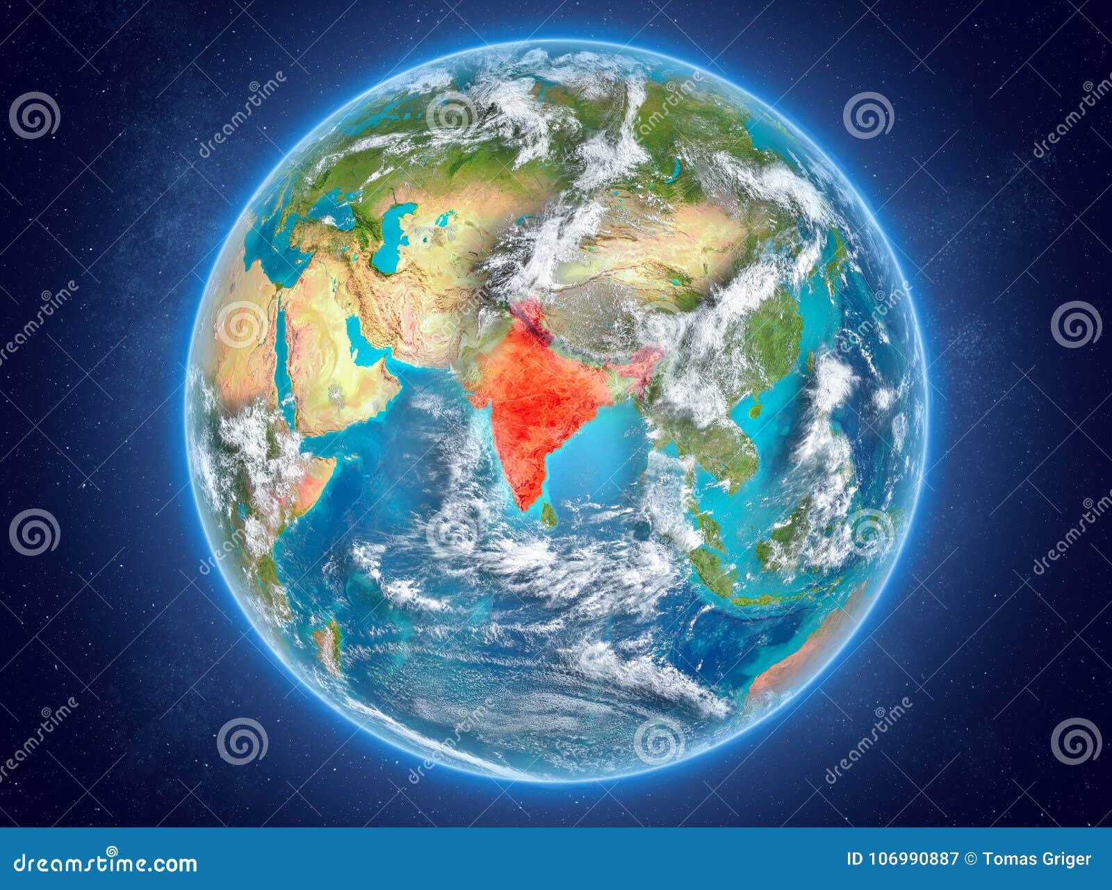 India on Planet Earth in Space Stock Image - Image of international ...