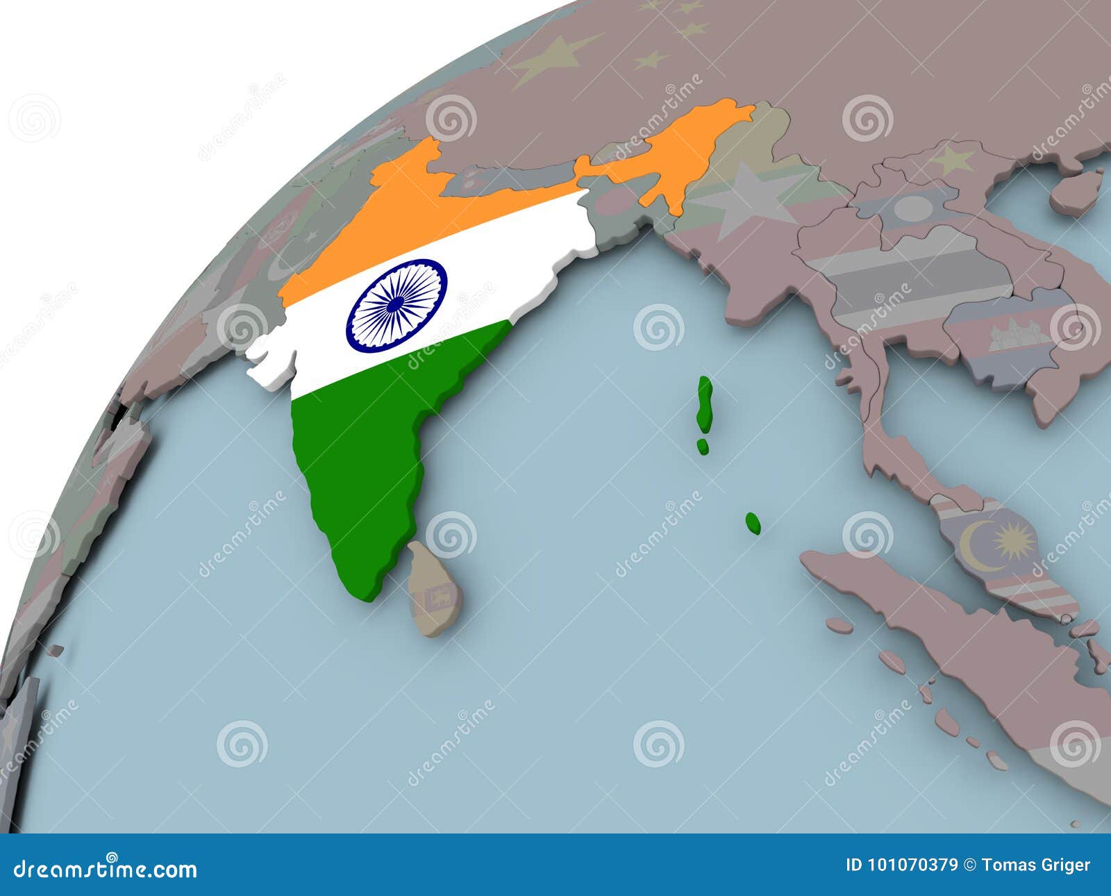 Map of India with flag stock illustration. Illustration of asian ...