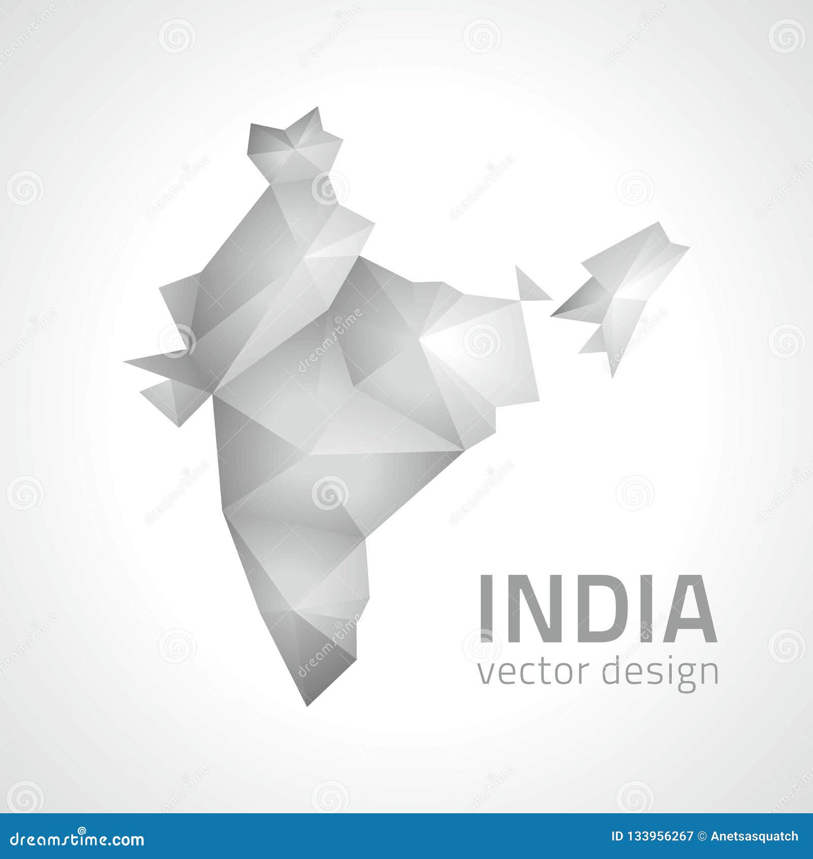 India Polygonal Triangle Grey and Silver Vector Map Stock Vector ...