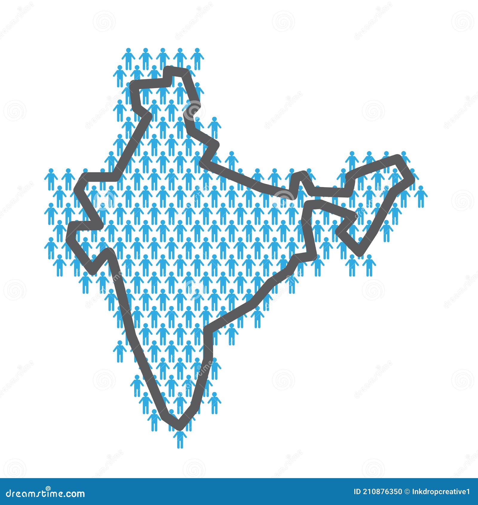 India Population Map. Country Outline Made from People Figures Stock ...
