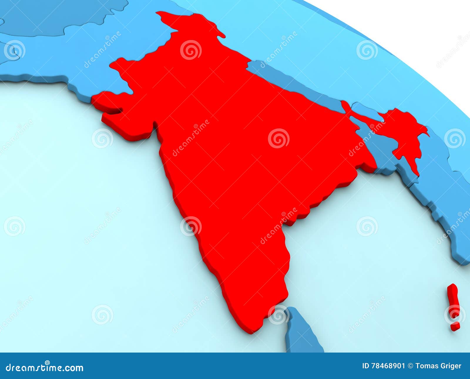 India in red on blue globe stock illustration. Illustration of ...
