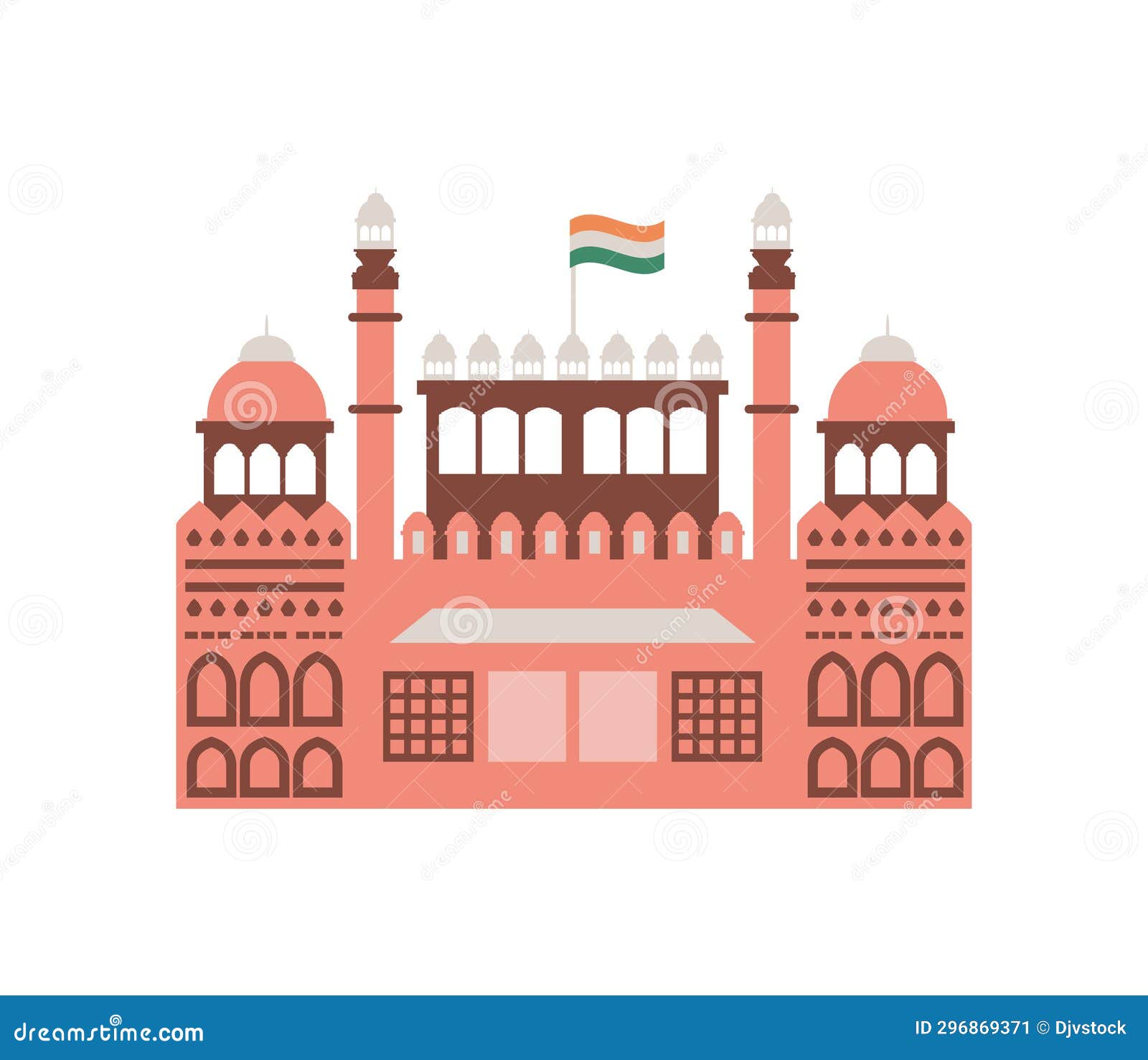 India Red Fort Delhi Monument Stock Vector - Illustration of historic ...