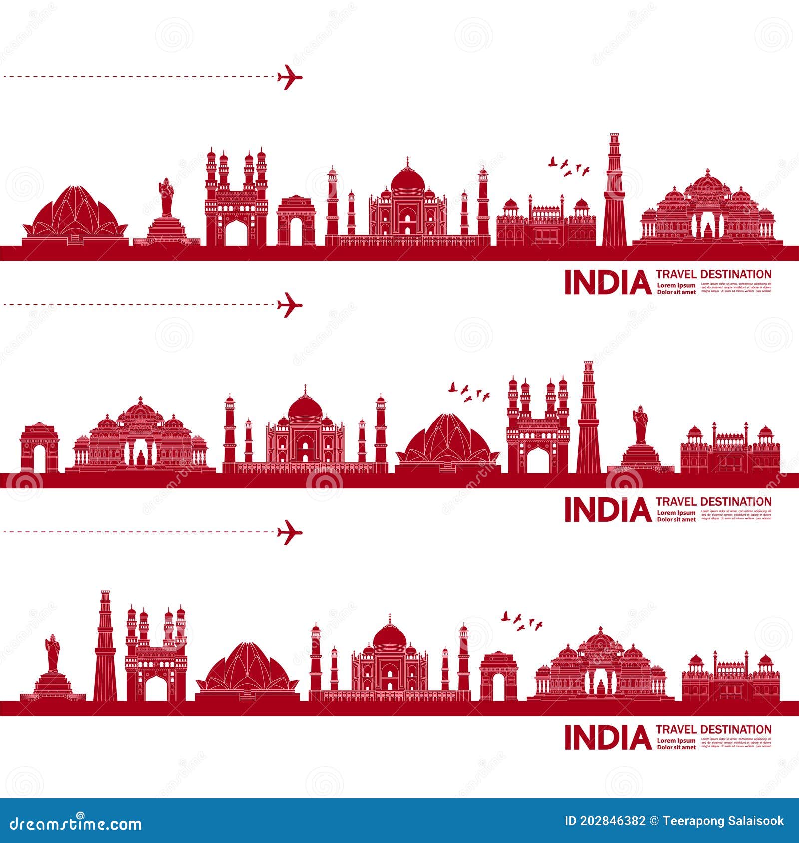India Travel Destination Vector Illustration. Editorial Photography ...