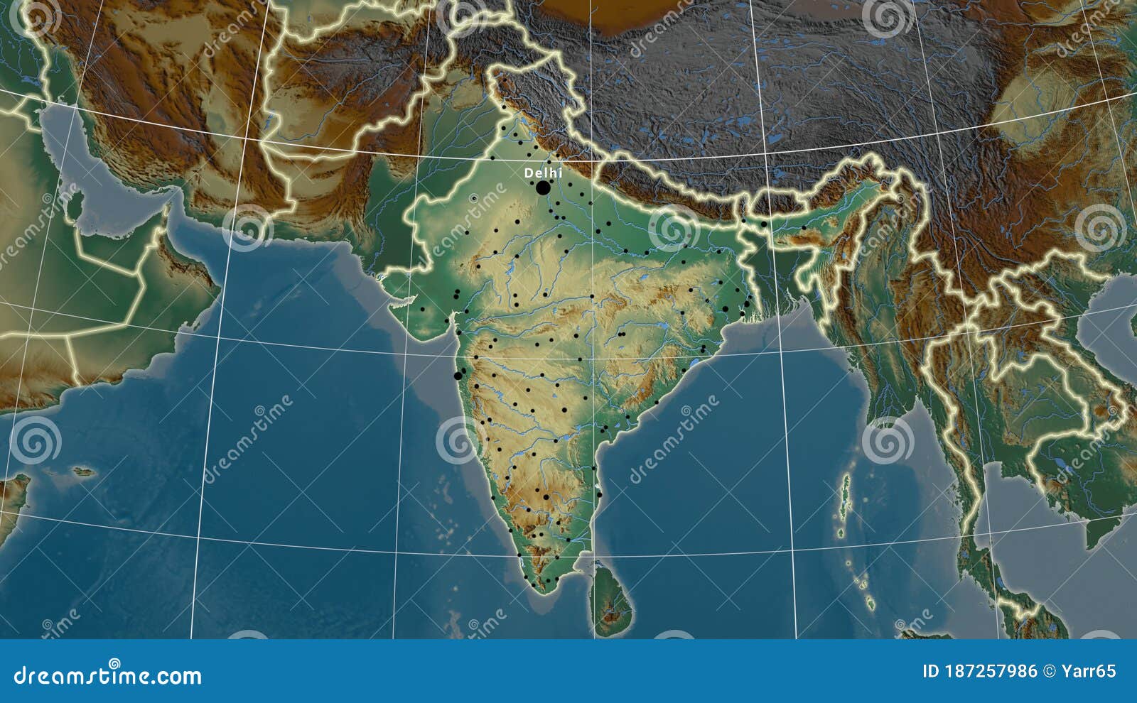 India - Relief. Composition, Borders Stock Illustration - Illustration ...