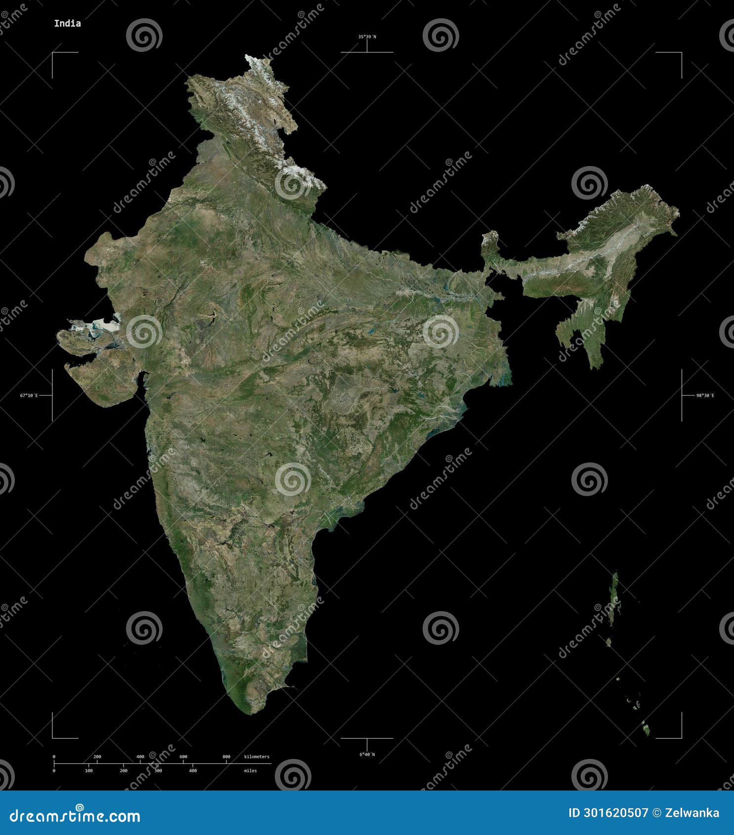 India Shape on Black. High-res Satellite Stock Illustration ...