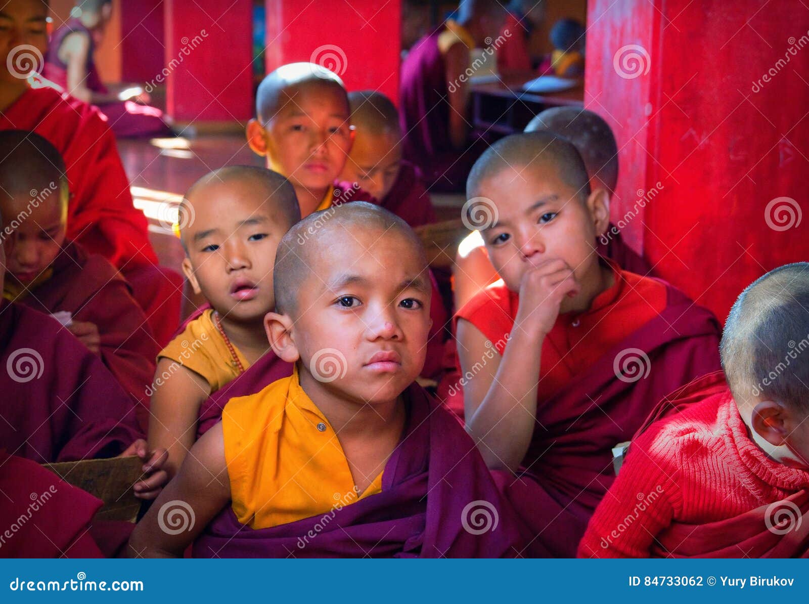 India, Sikkim, Little Monks in a Monastery in the Cl Editorial ...