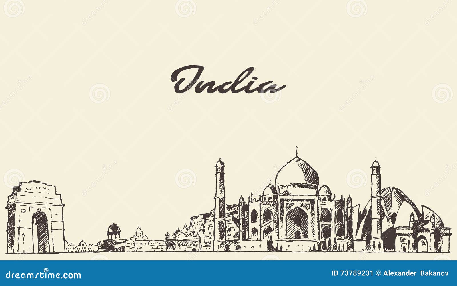 India Skyline Vector Illustration Drawn Sketch Stock Vector ... India Skyline Vector Illustration Drawn Sketch Stock Vector ...