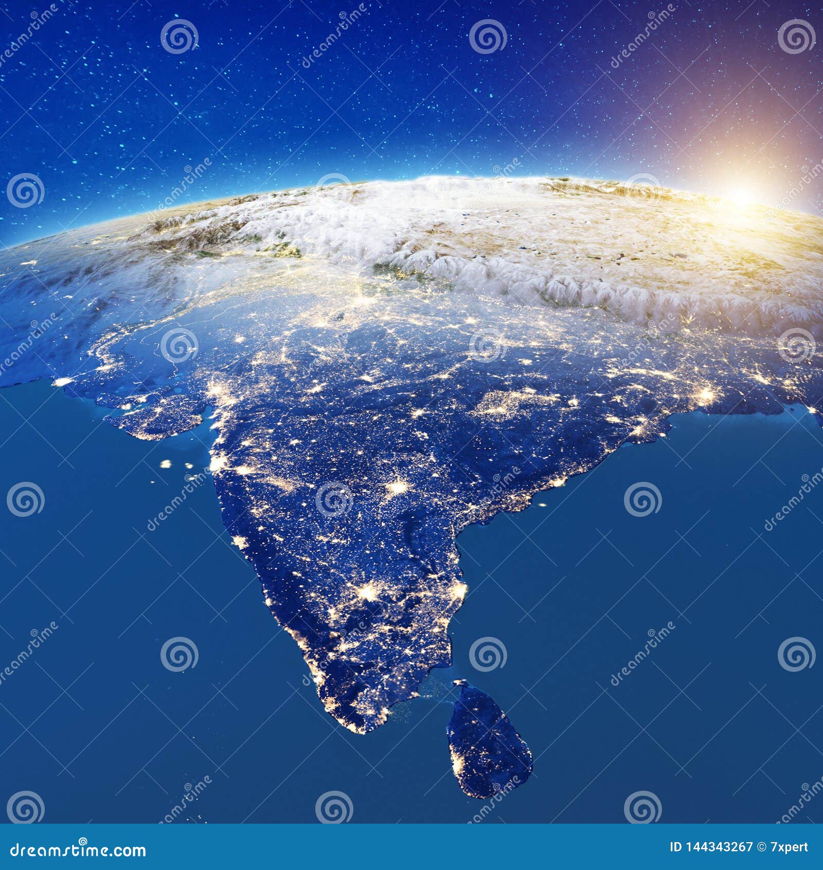 India from space stock illustration. Illustration of atmosphere - 144343267