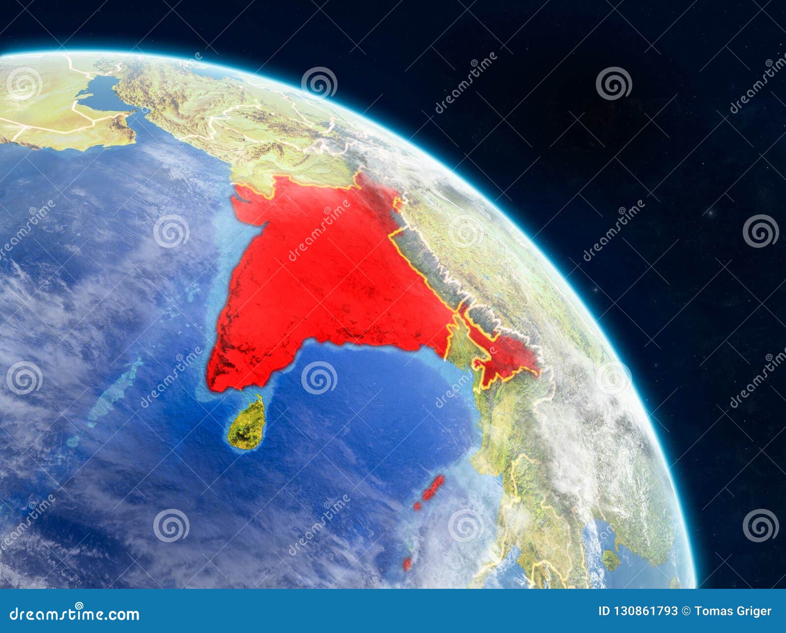 India from space stock illustration. Illustration of international ...