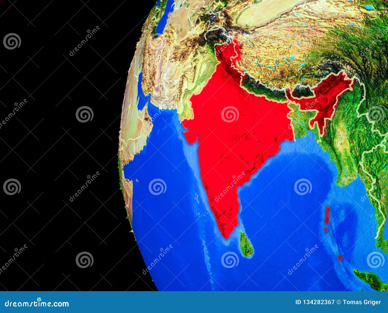 India from space stock illustration. Illustration of earth - 134282367
