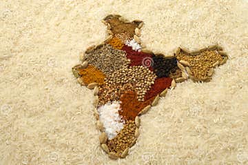 India Spice Map Surronded by White Rice Stock Illustration ...