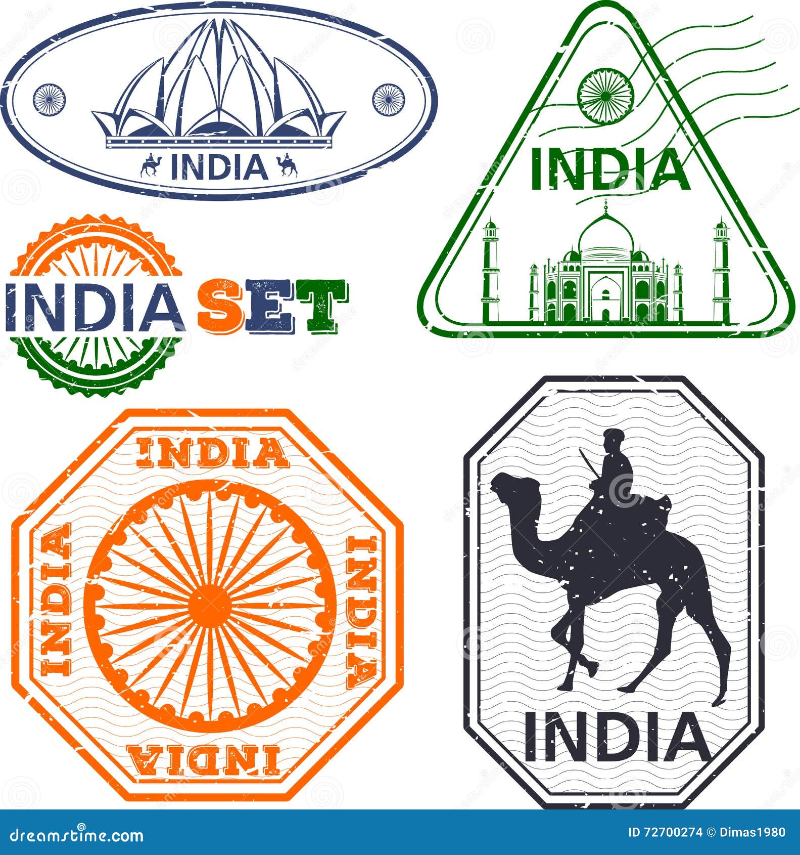 India stamps set stock illustration. Illustration of painting - 72700274