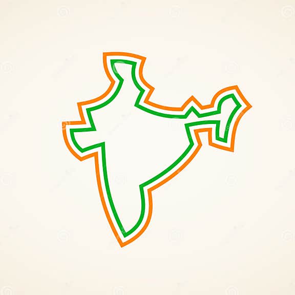India - Stylized Outline Map in Colors of the Flag Stock Vector ...