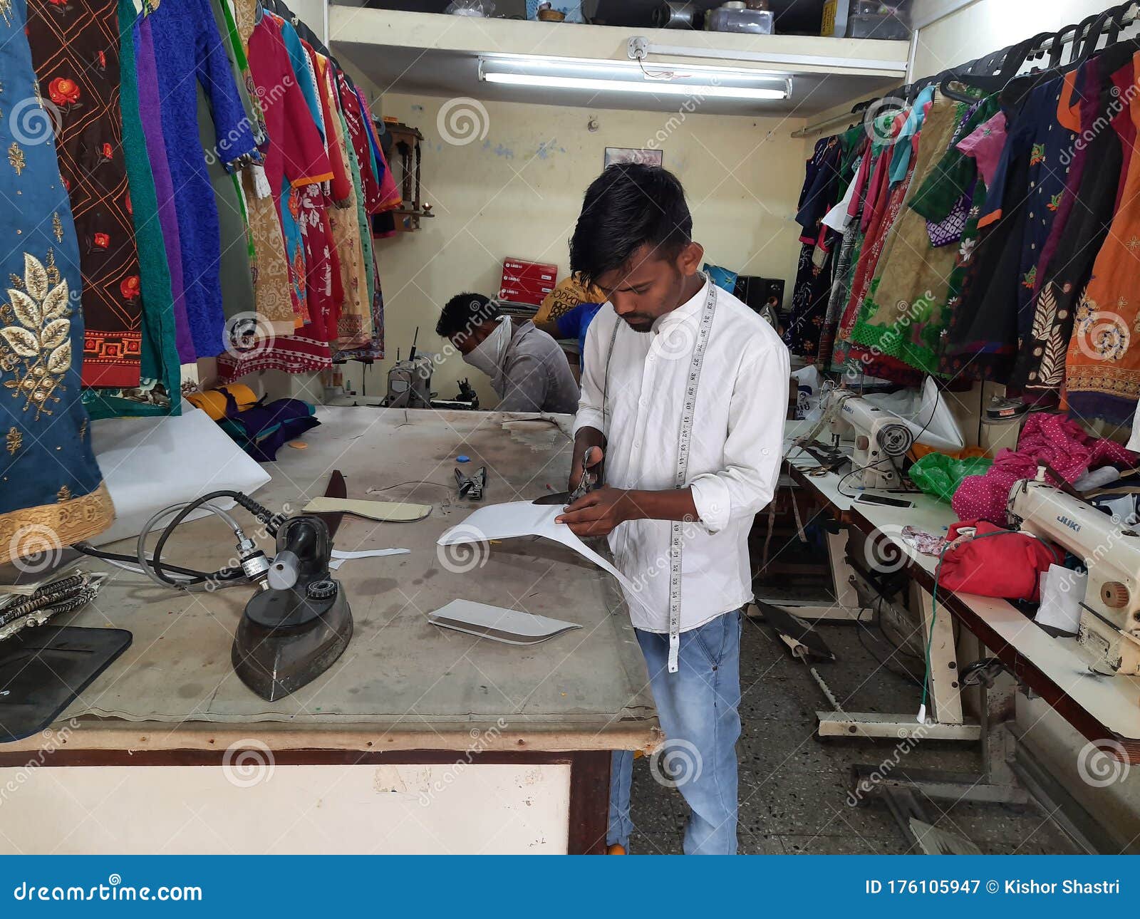 India Tailor Master Making Dress Design His Workshops Editorial ...