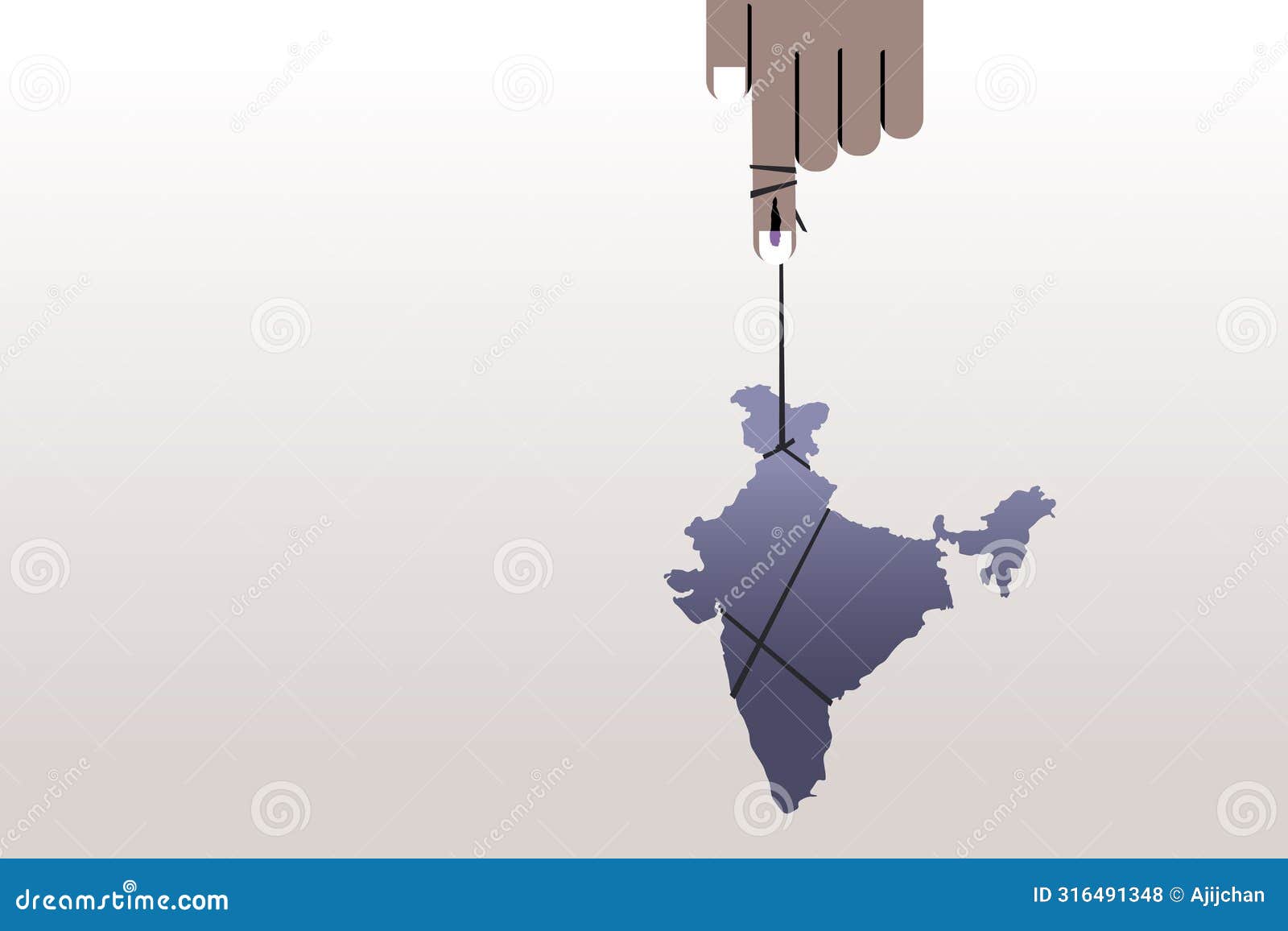 Indian Subcontinent is Hanging on a Finger with Electoral Stain.Concept ...